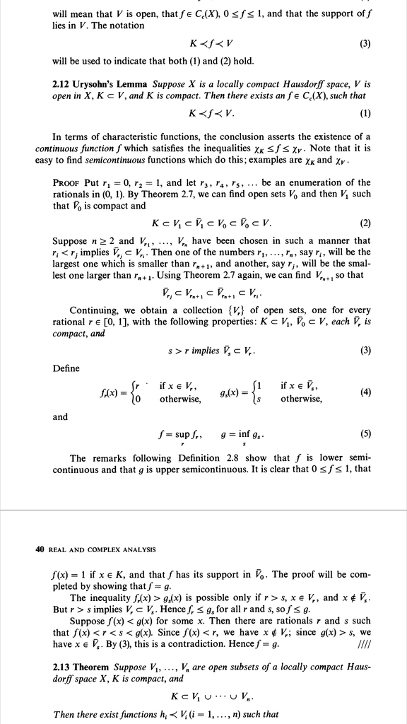 real analysis - Compactness of support of a function in Rudin's proof of the Urysohn Lemma ...